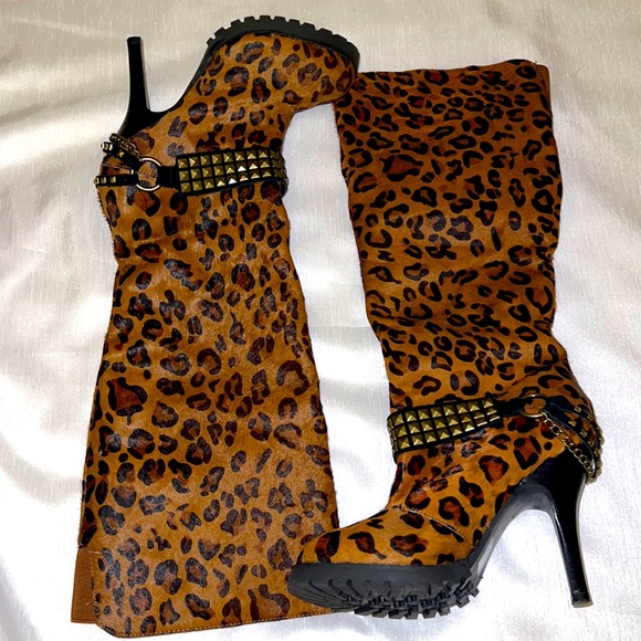 envy | Shoes | Envy Cow Skin Leopard Print Womans Girls Boots Size 8 ...